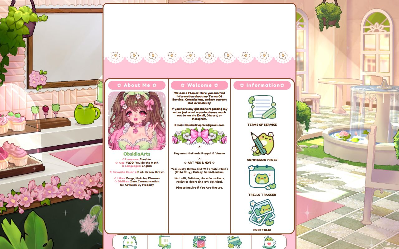 Obsidia Arts Commission Information